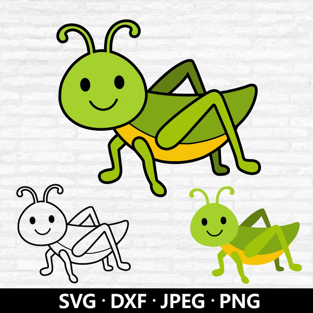 Grasshopper SVG, Cute Insect SVG Files, Grasshopper Clipart, Nature ...