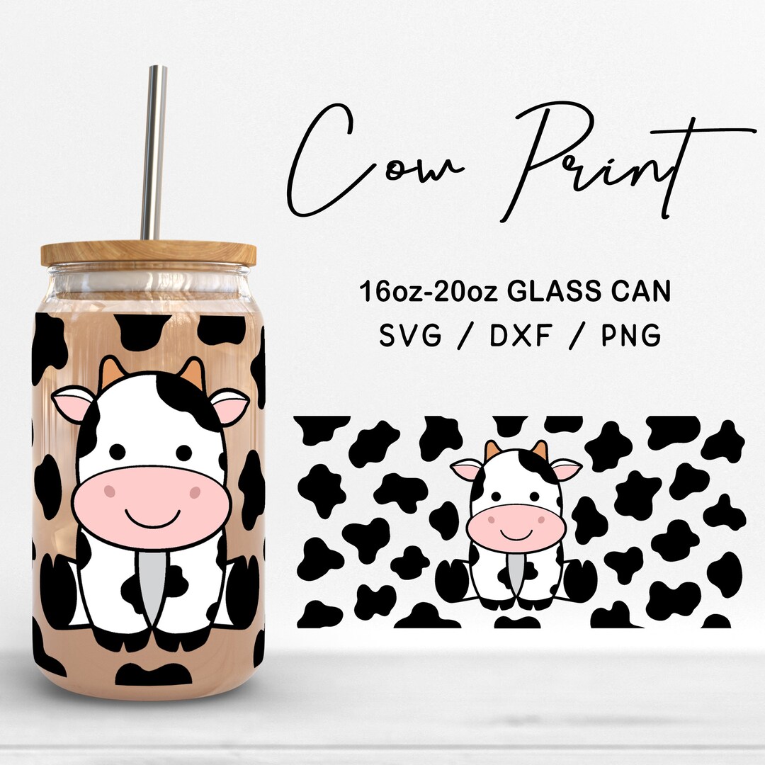 Glass 16oz | 20oz Cow Print Svg Files, Cute Cow Cut File, Animal Print ...