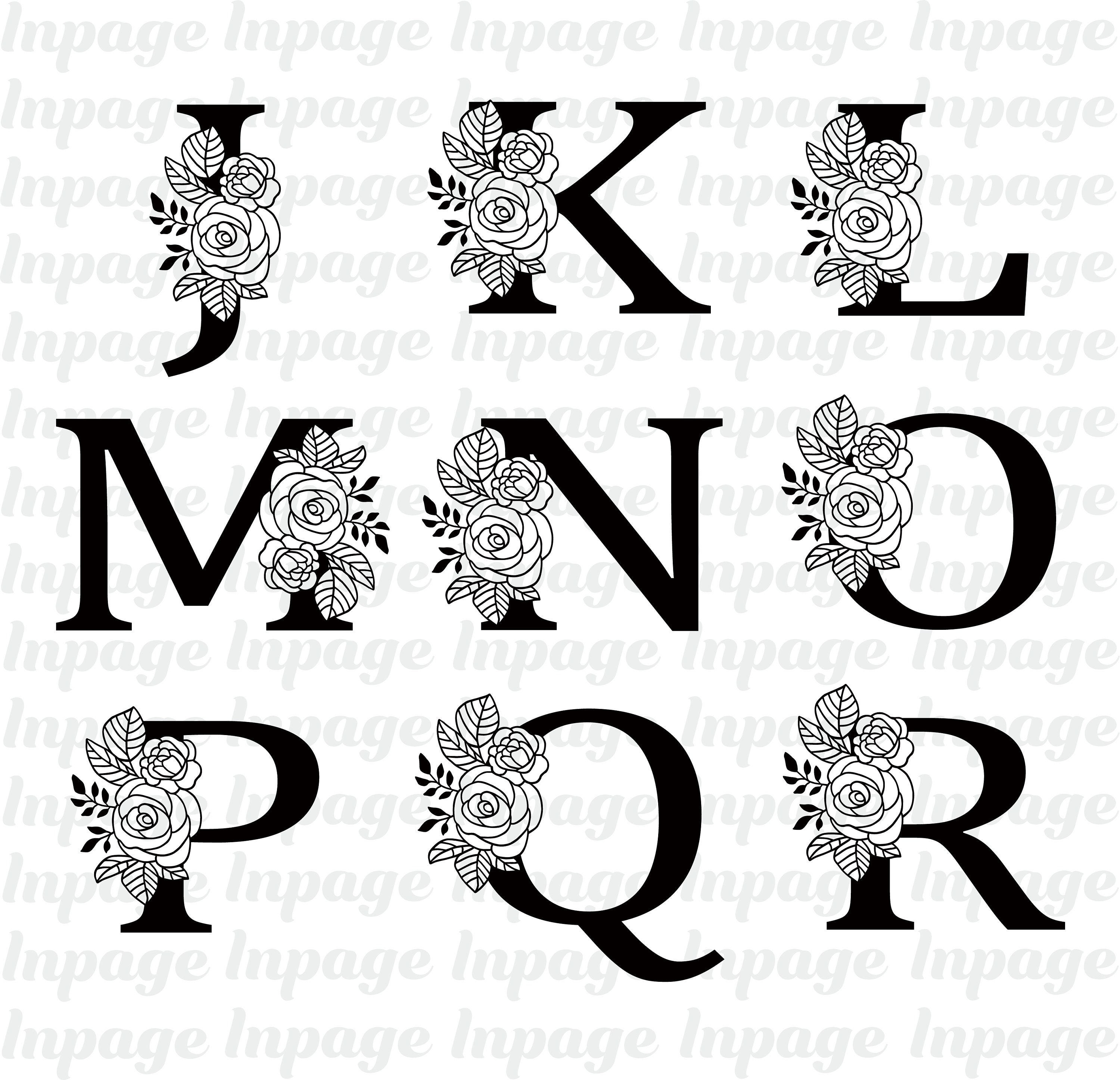 Rose Alphabet Letter Svg Floral Alphabet Svg Files for | Etsy