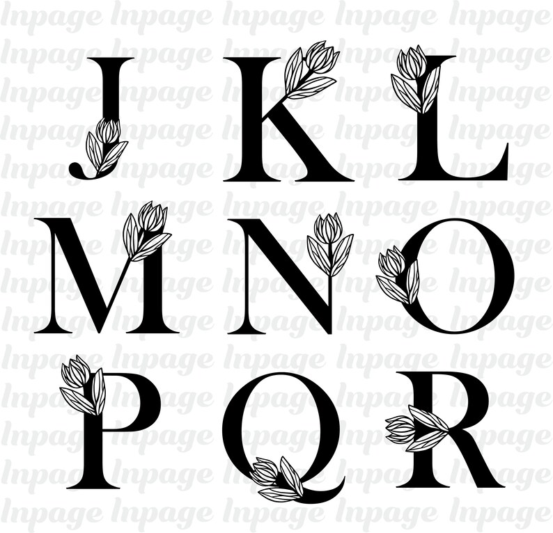 Tulip Alphabet Letter Svg Floral Alphabet Svg Files for | Etsy