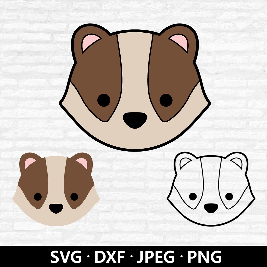 Badger Face SVG, Badger Outline SVG, Forest Animals Svg, Cute Badger ...