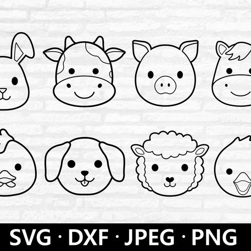 Farm Animals Outline SVG Cute Animals Bundle Svg Farm Svg - Etsy