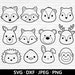 Woodland Animal Face Outline SVG, Cute Animal SVG Bundle, Wolf Raccoon ...