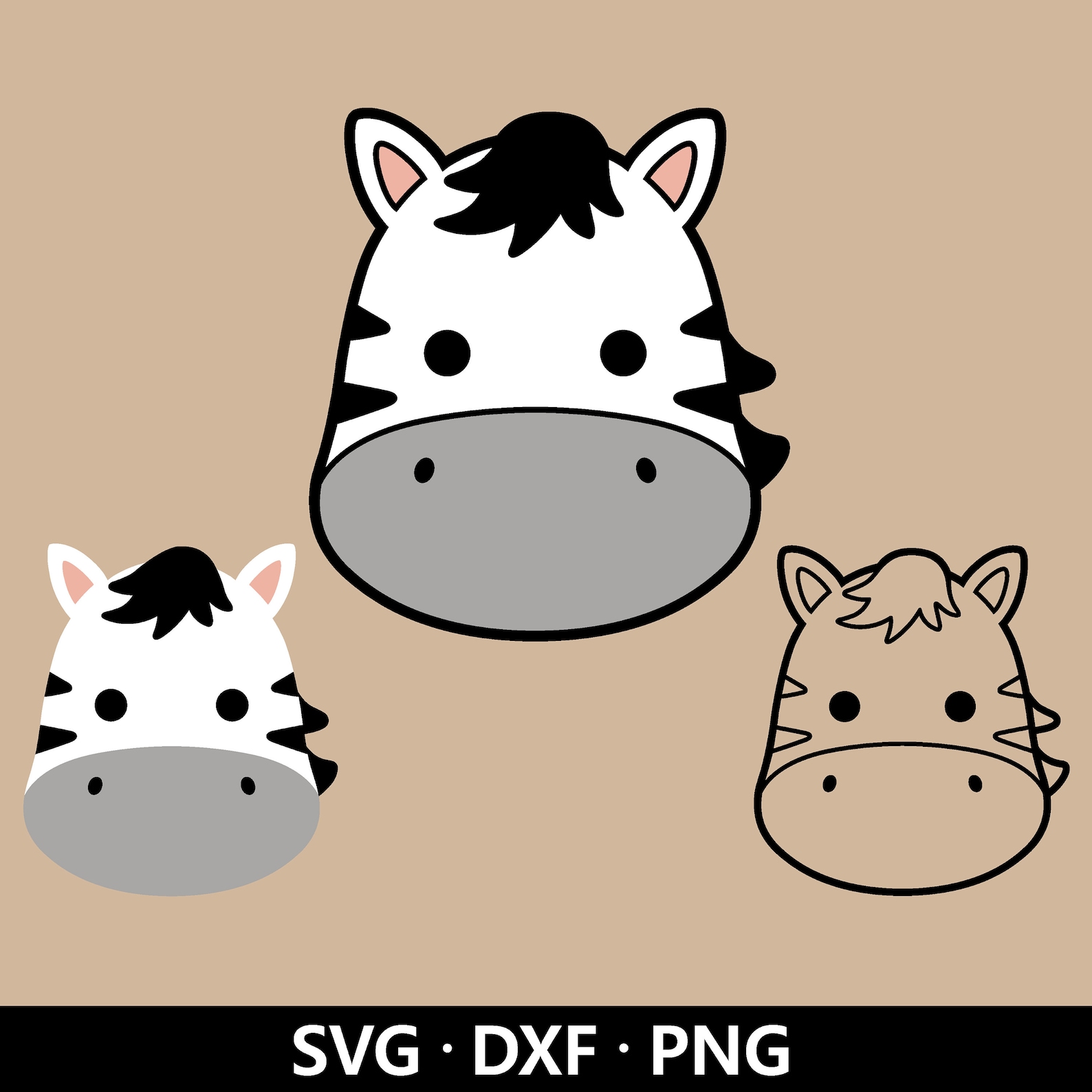 Zebra Face SVG, Cute Zebra Vector, Baby Animal Face Clipart, Baby ...