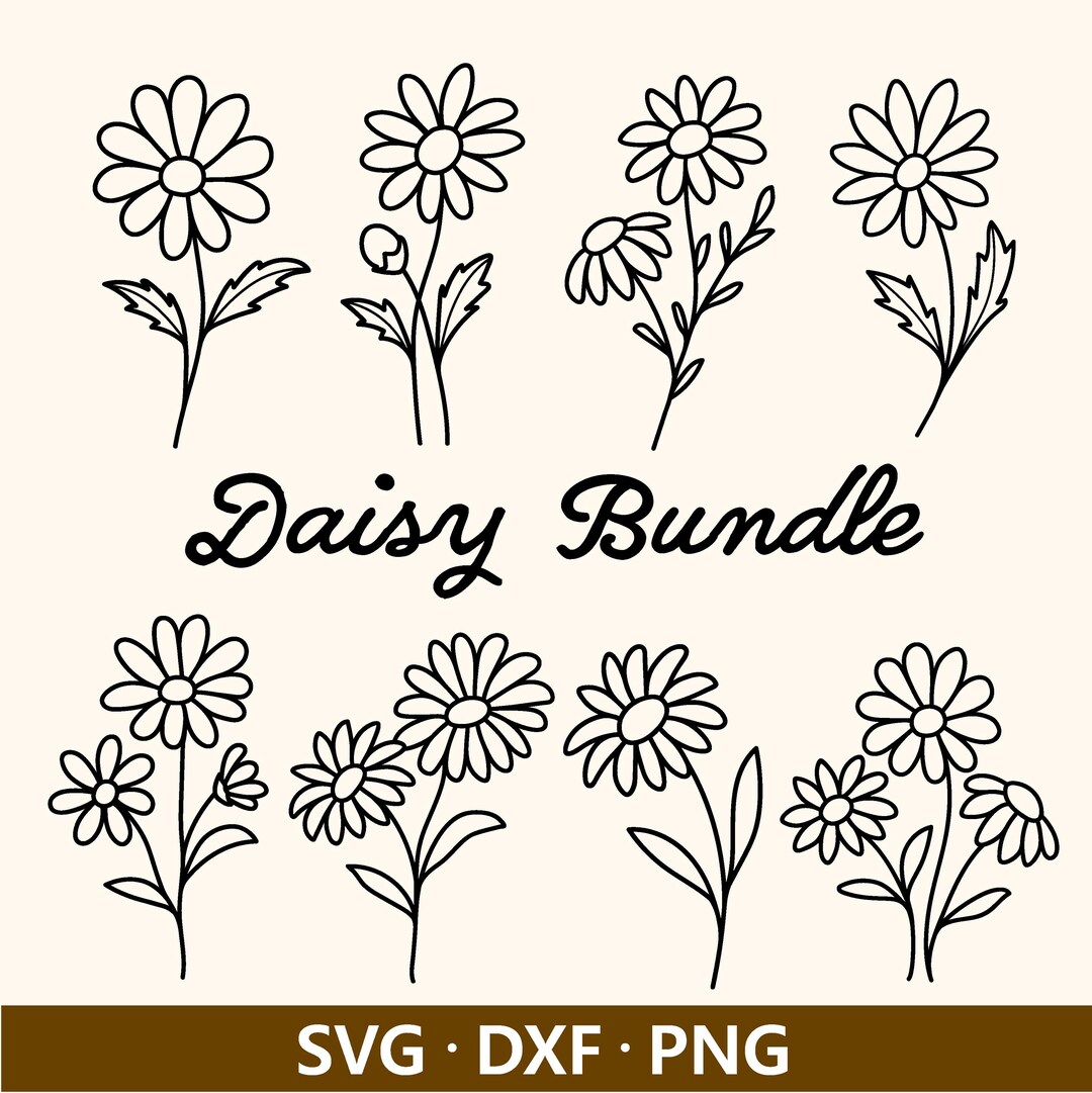 Daisy SVG Bundle, Spring Flower Clipart PNG, Floral Cut Files Digital ...