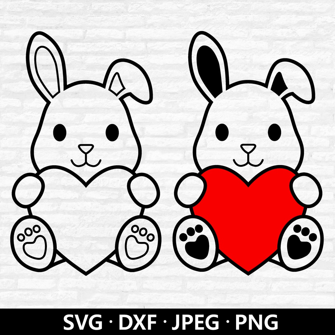 Bunny Valentine SVG, Bunny With Heart Svg, Valentine's Day Cut File ...