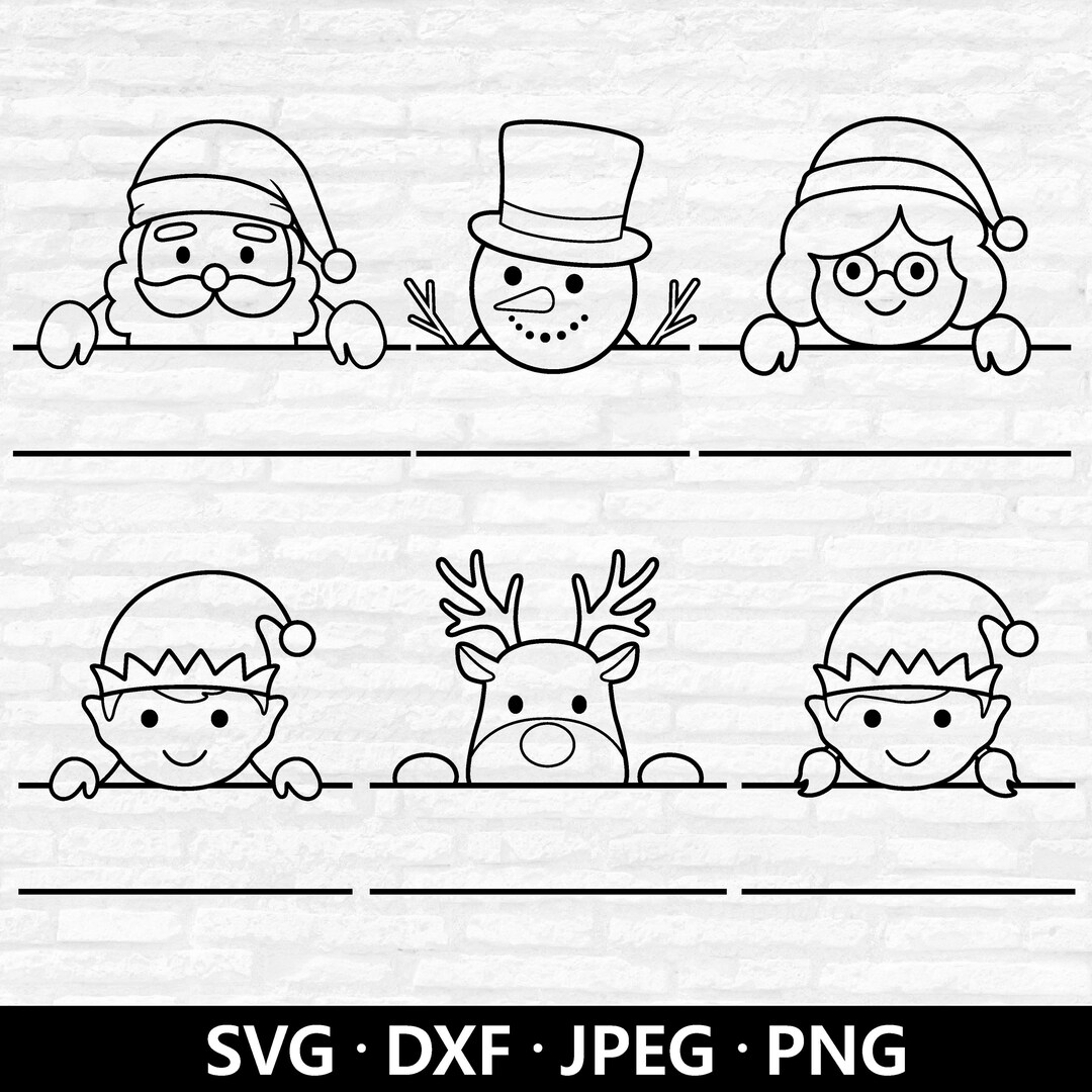 Christmas Split Monogram SVG: Santa, Reindeer, Elves Clipart ...