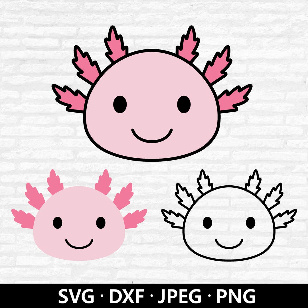 Axolotl Face SVG, Cute Axolotl Vector, Axolotl Clipart, Kids Animal ...