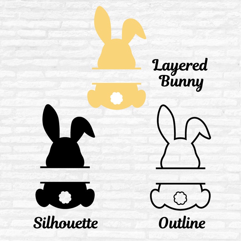 Easter Bunny Monogram SVG Bunny Silhouette Svg for Cricut - Etsy