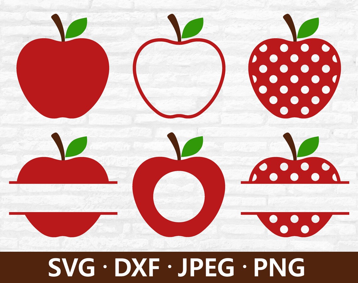 Apple SVG Apple Clipart Apple Monogram Svg Polka Dot Apple - Etsy