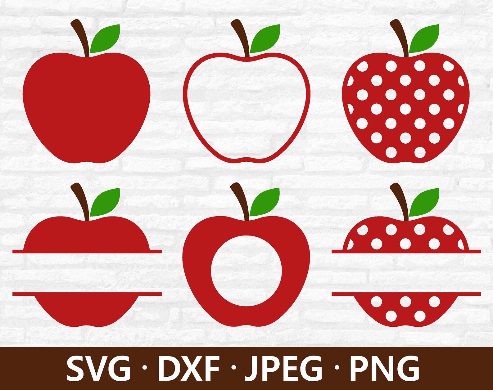 Apple SVG Apple Clipart Apple Monogram Svg Polka Dot Apple - Etsy