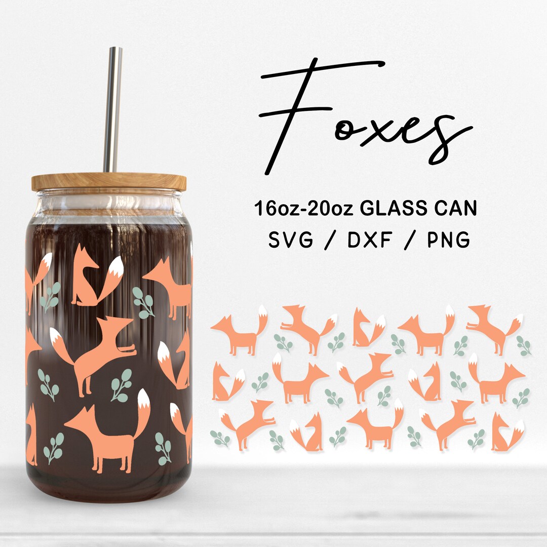 Glass 16oz | 20oz Foxes Svg Files, Cute Fox SVG, Woodland Animal Glass ...