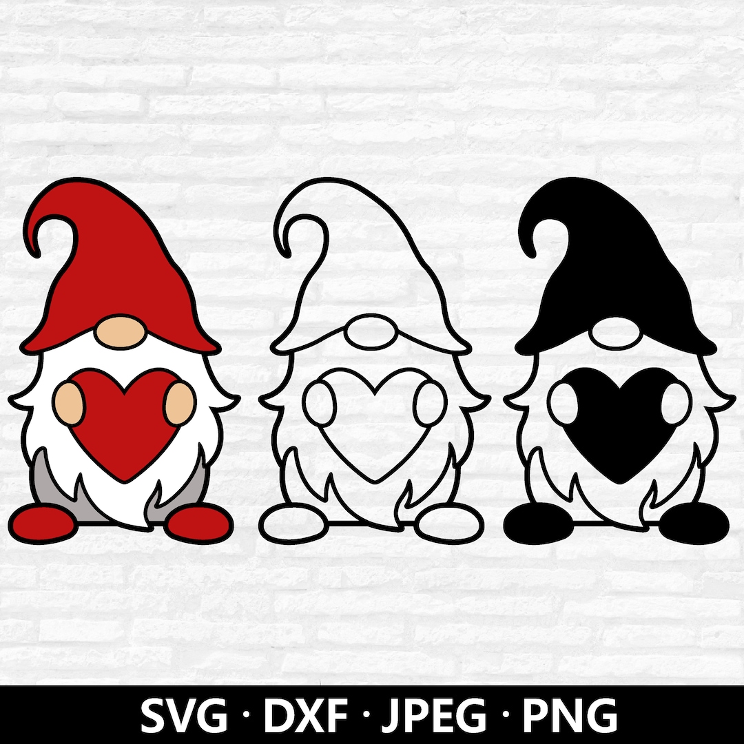 Valentine Gnome SVG, Gnome With Heart SVG, Gnome SVG, Happy Valentine's ...