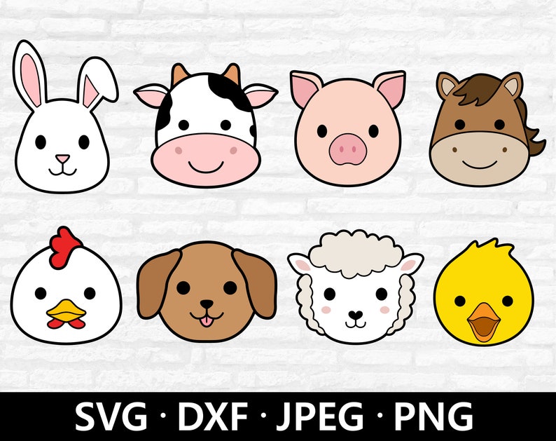 Farm Animal Faces SVG Animal Cricut Cut Files Farm Bundle - Etsy