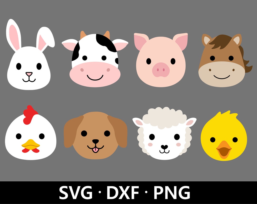 Farm Animal Faces SVG Animal Cricut Cut Files Farm Bundle - Etsy