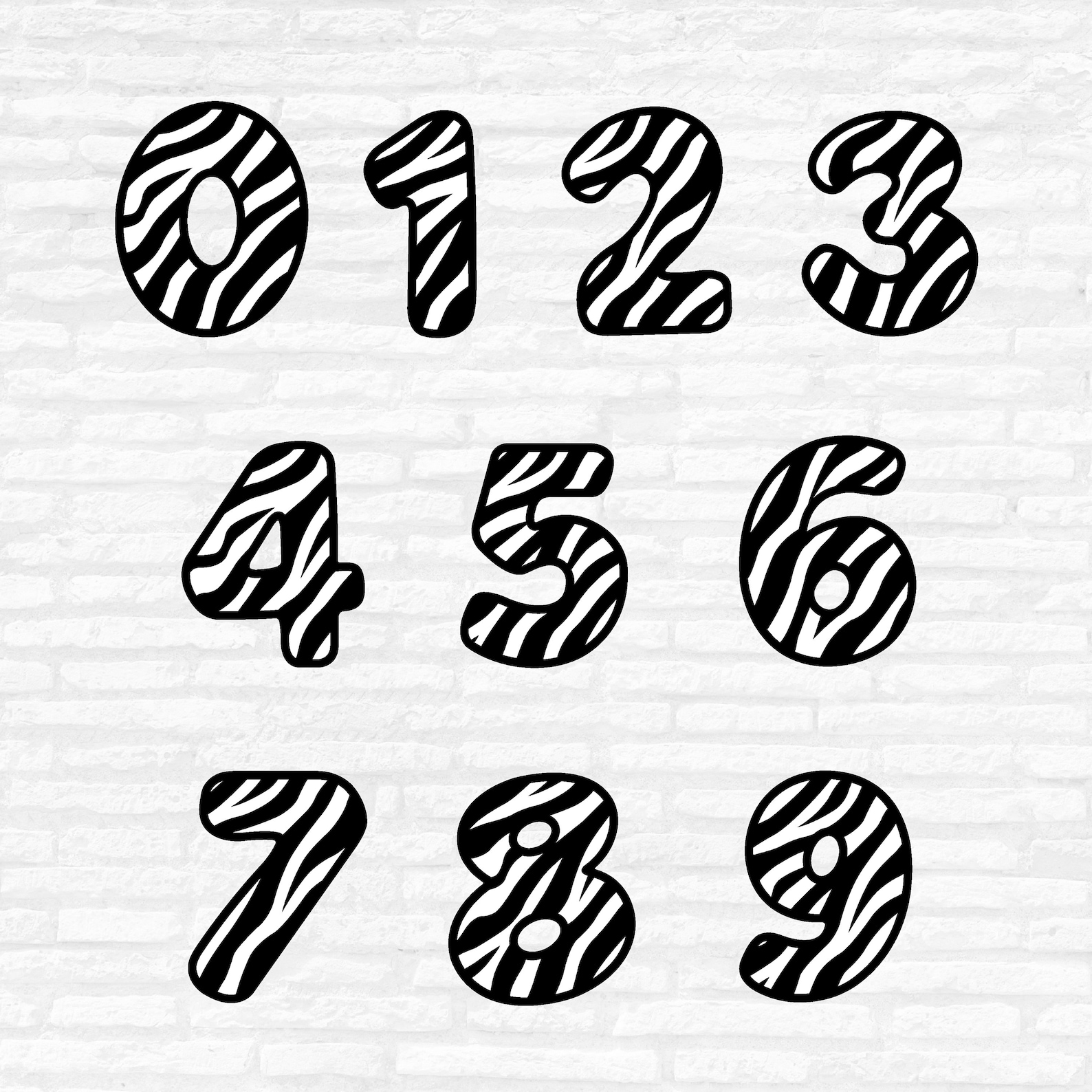Zebra Print Alphabet SVG: Animal Letters & Numbers Layered Cut Files ...