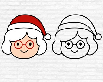 Vintage Mrs. Santa Claus Face Art Work Cuttable Design SVG PNG DXF ...