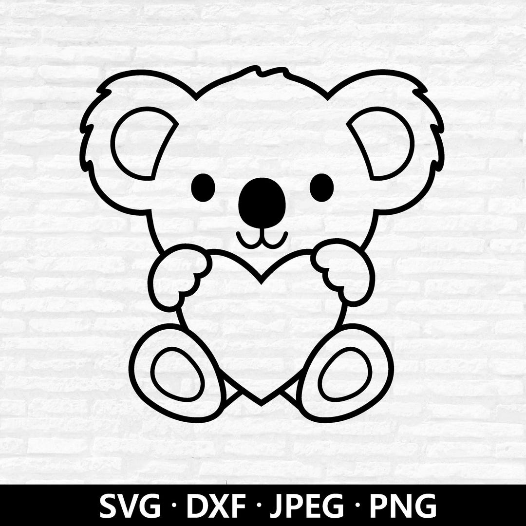 Valentine Koala With Heart SVG PNG: Kids Shirt Clipart (digital ...