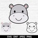 Hippo Face Svg, Hippo Svg, Cute Hippo Vector, Jungle Animals Clipart ...