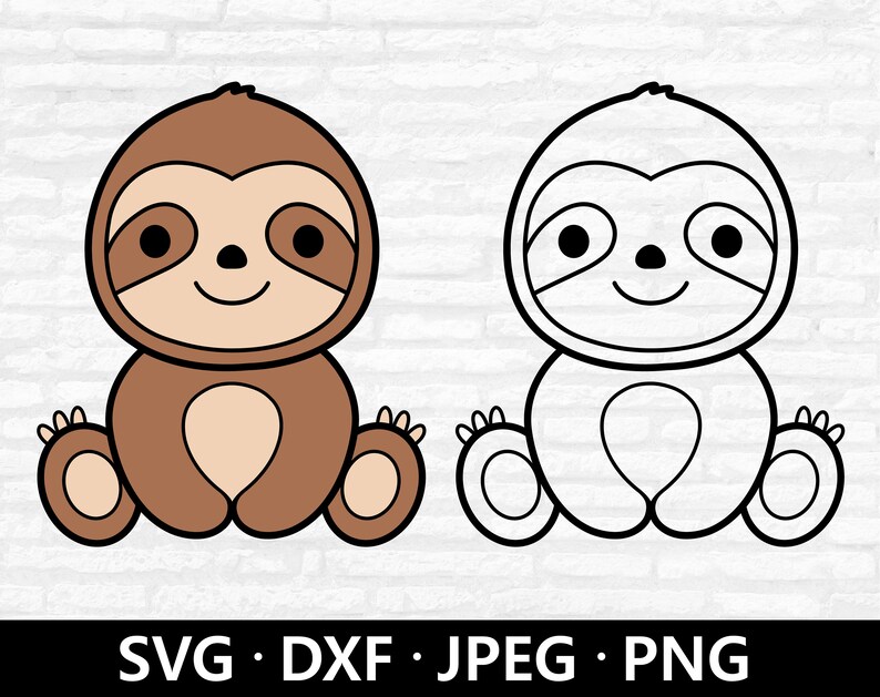 Cute Sloth SVG Sloth SVG Sloth Clipart Baby Sloth Cutting - Etsy
