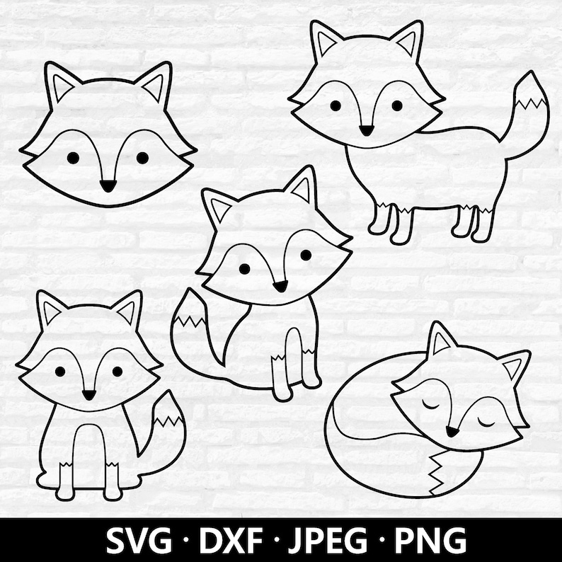 Fuchs Umriss SVG, Baby Fuchs SVG-Bundle, Waldtiere Png, süßer Fuchs SVG ...