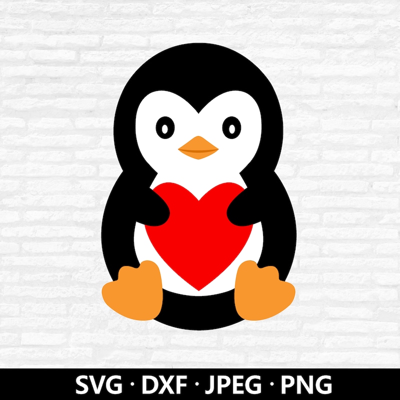 Valentine Penguin Clipart - Etsy