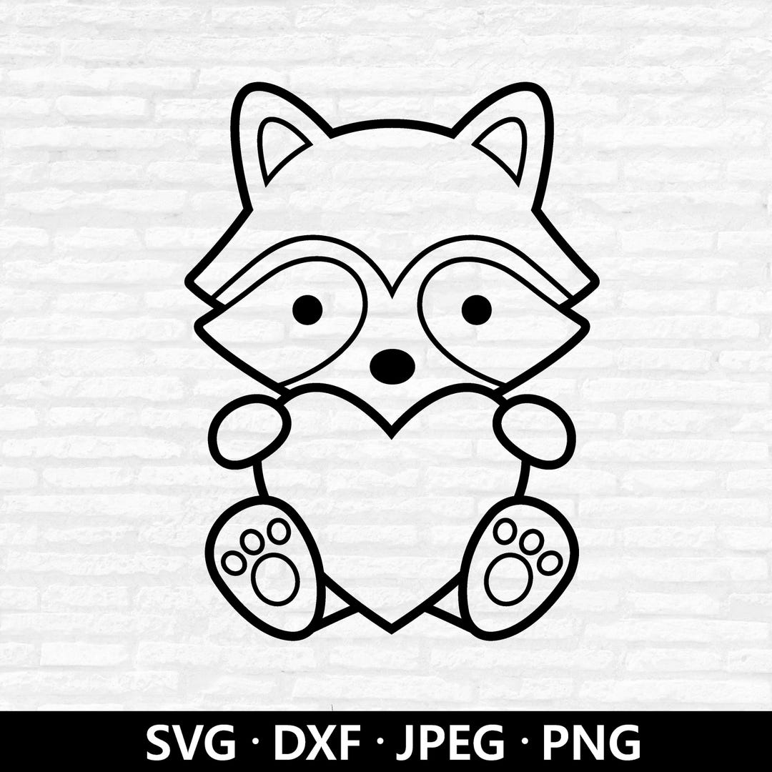 Raccoon With Heart SVG: Valentine's Day Animal Clipart (digital ...