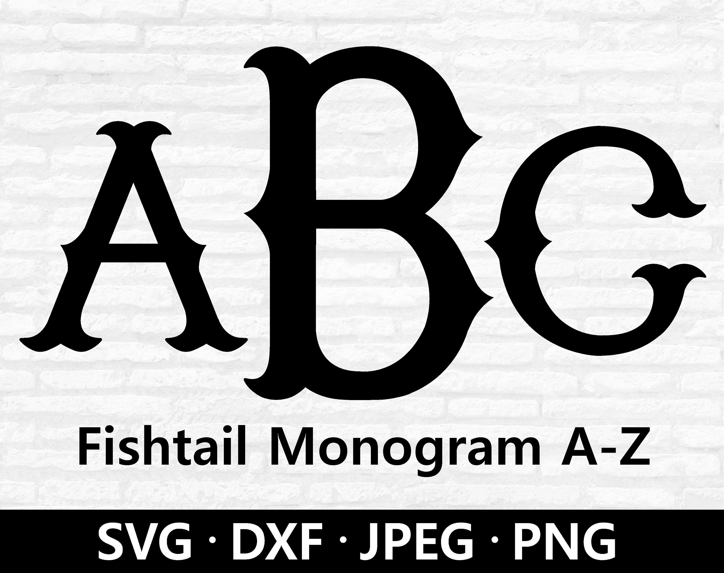 Fishtail Monogram SVG Fishtail Alphabet Letter SVG Monogram - Etsy