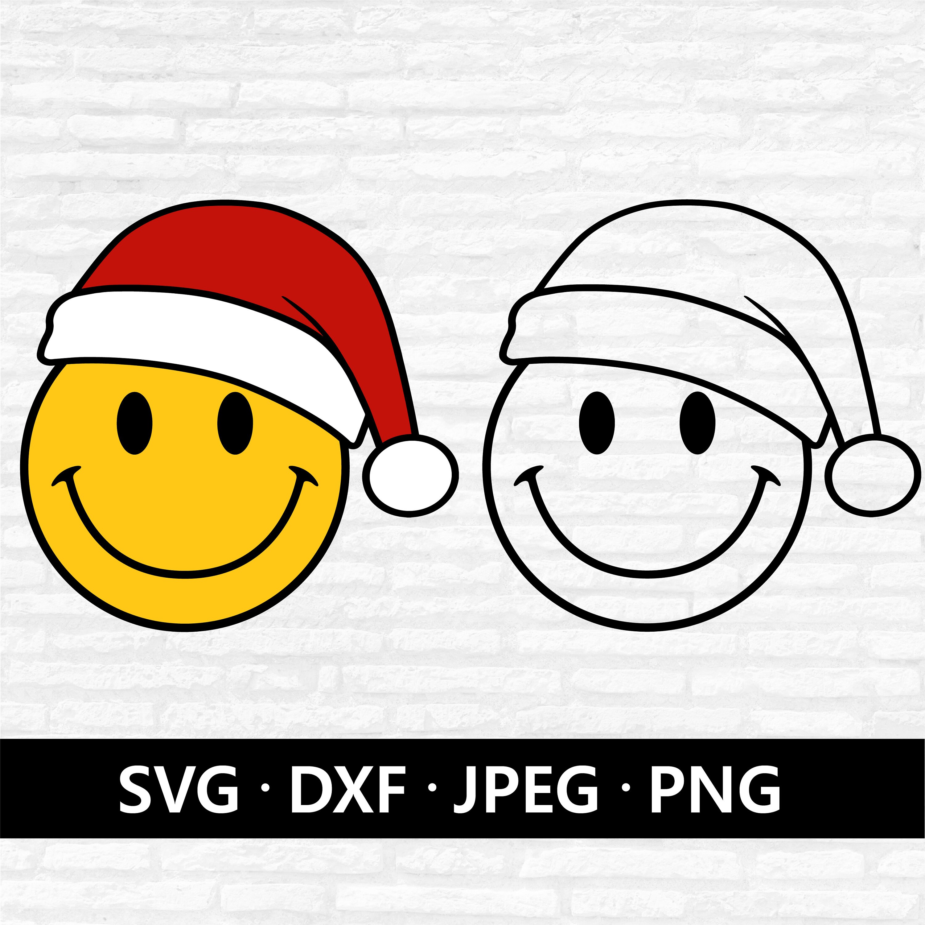 Santa Smiley Face SVG Smiley Face With Santa Hat Christmas - Etsy