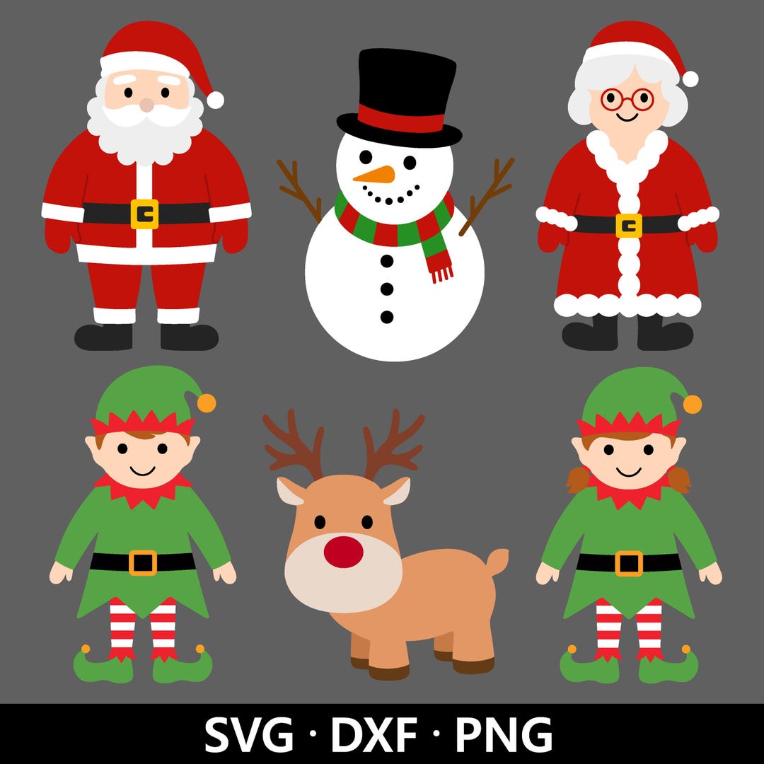 Christmas Clipart, Cute Santa SVG Bundle, Mrs. Claus Vector, Reindeer ...