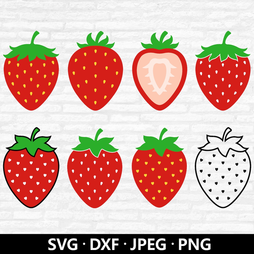 Fresa SVG, Vector de frutas, Archivos PNG paquete de fresa, Fresas DXF ...