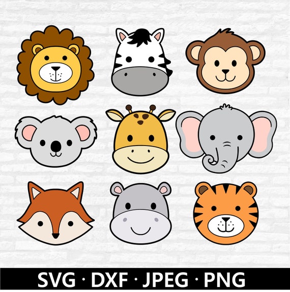 Safari Animal Faces SVG Animal Face Svg Jungle Animal Head - Etsy