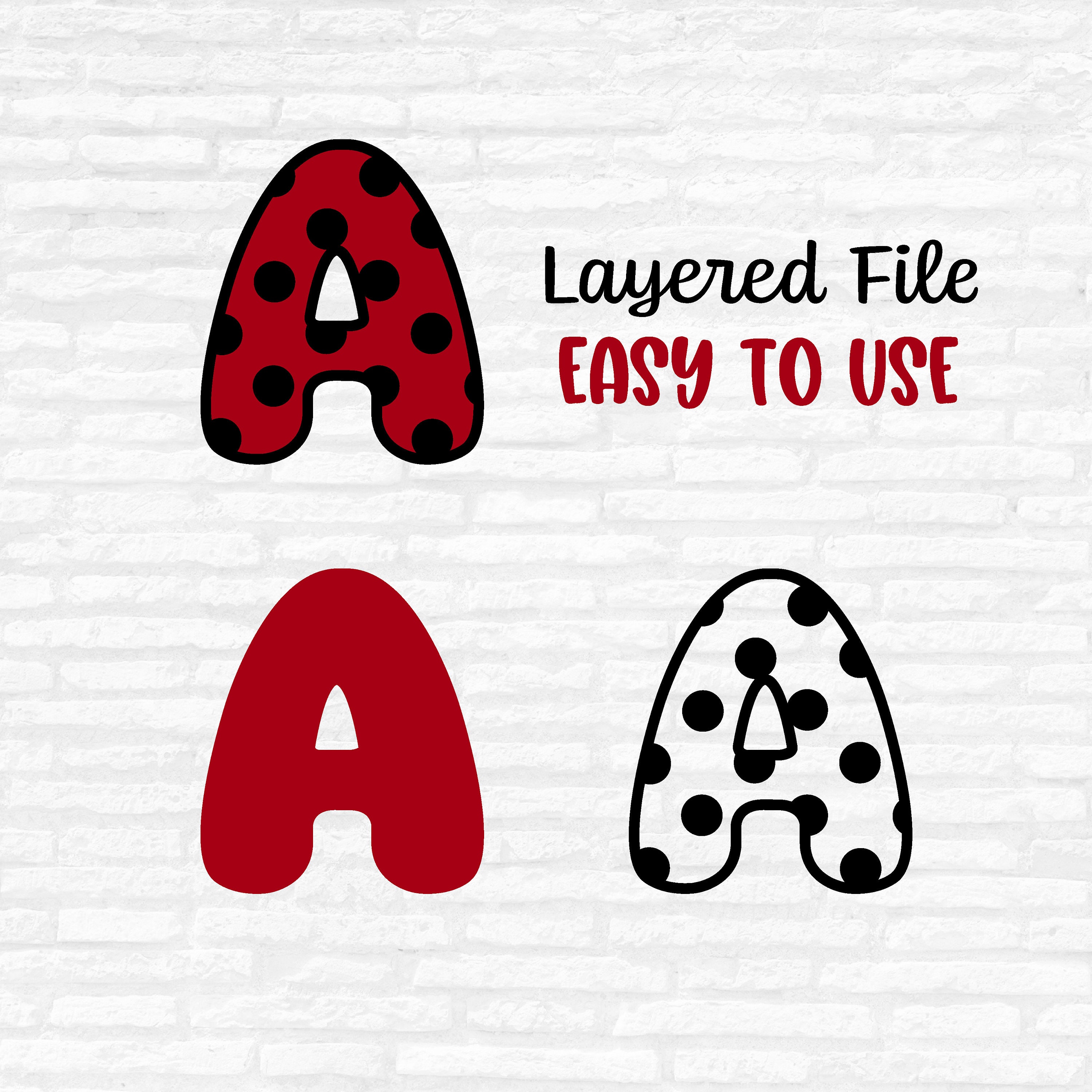 Ladybug Font: Polka Dot Letters & Numbers (digital Download) - Etsy