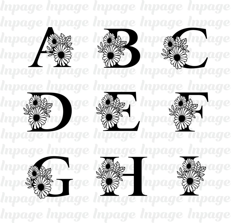 Daisy Alphabet Letter Svg Floral Alphabet Svg Files for - Etsy