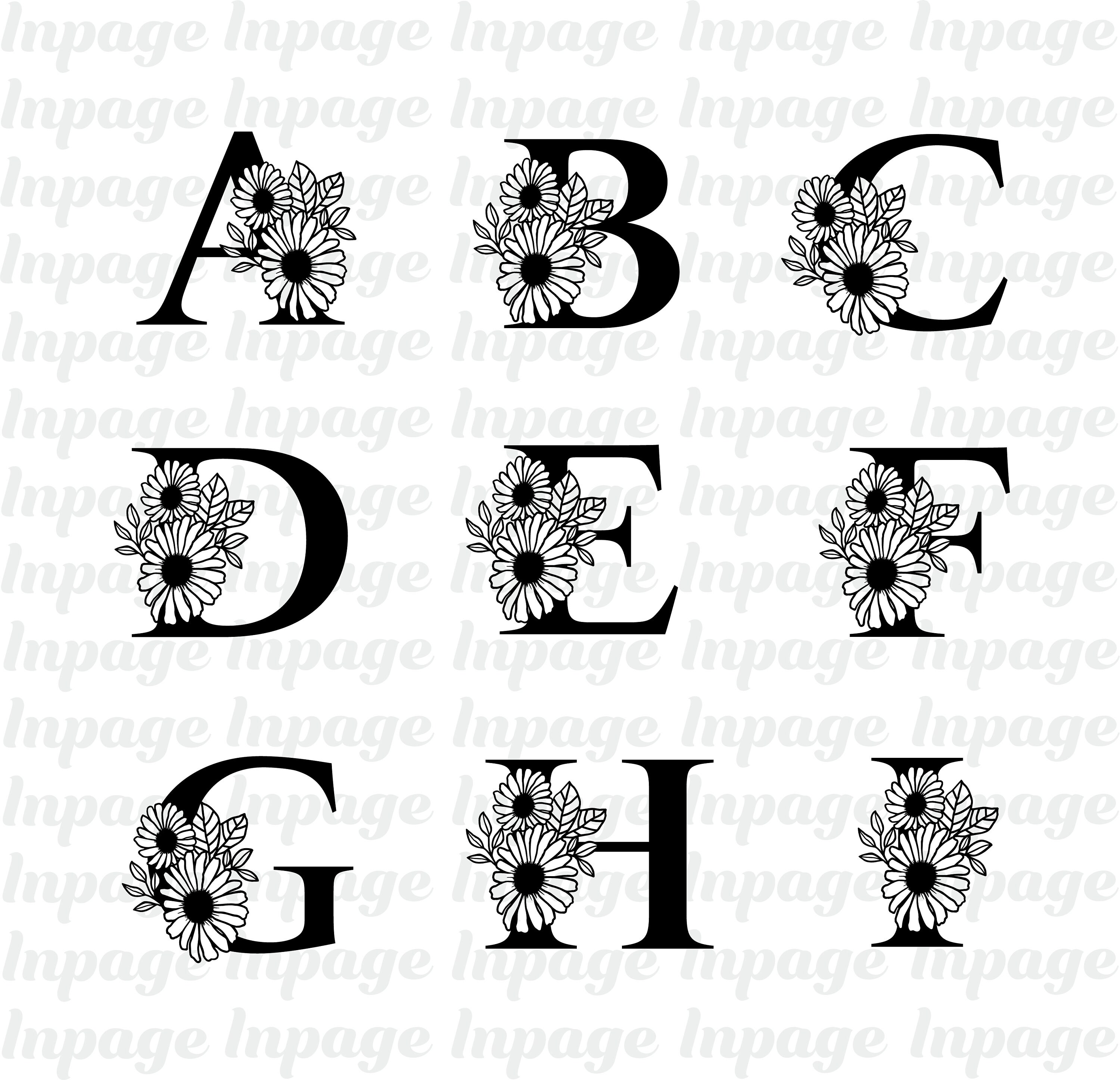 Daisy Alphabet Letter Svg Floral Alphabet Svg Files for - Etsy