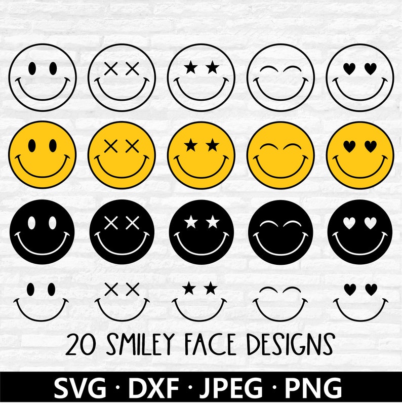 Smiley Face SVG Smiley SVG Happy Face Svg Yellow Smiley - Etsy