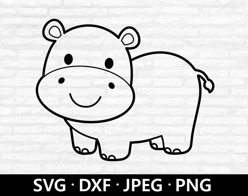 Hippo Outline SVG Baby Hippo Cut File Cute Hippo Svg Animal - Etsy