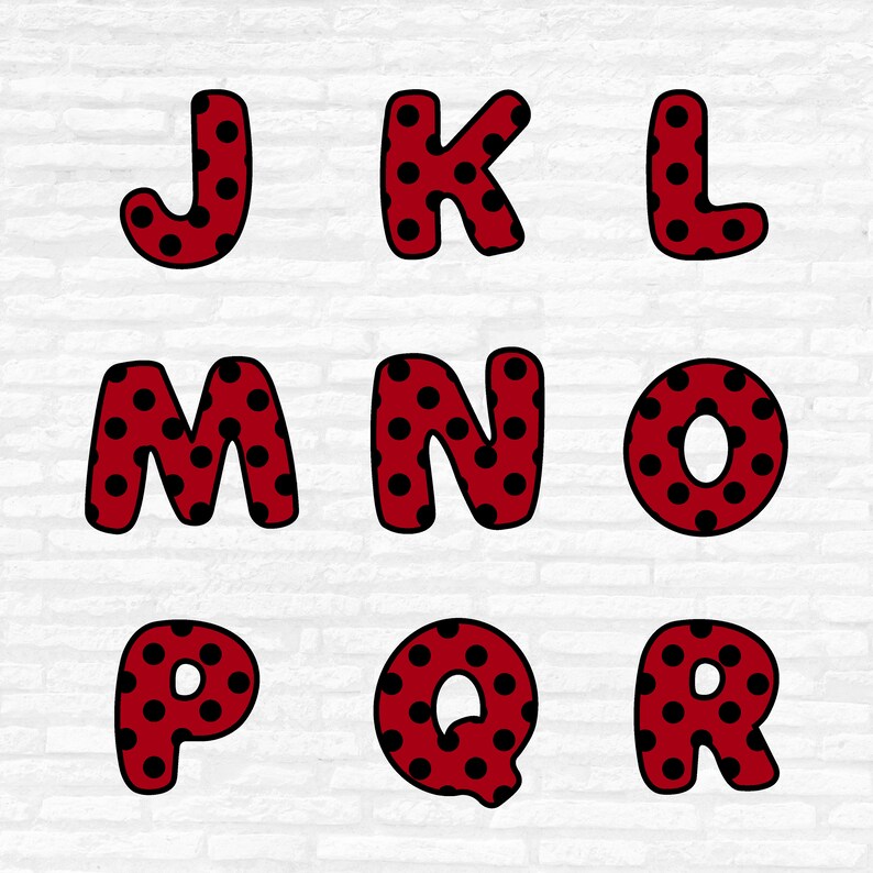Ladybug Font: Polka Dot Letters & Numbers (digital Download) - Etsy