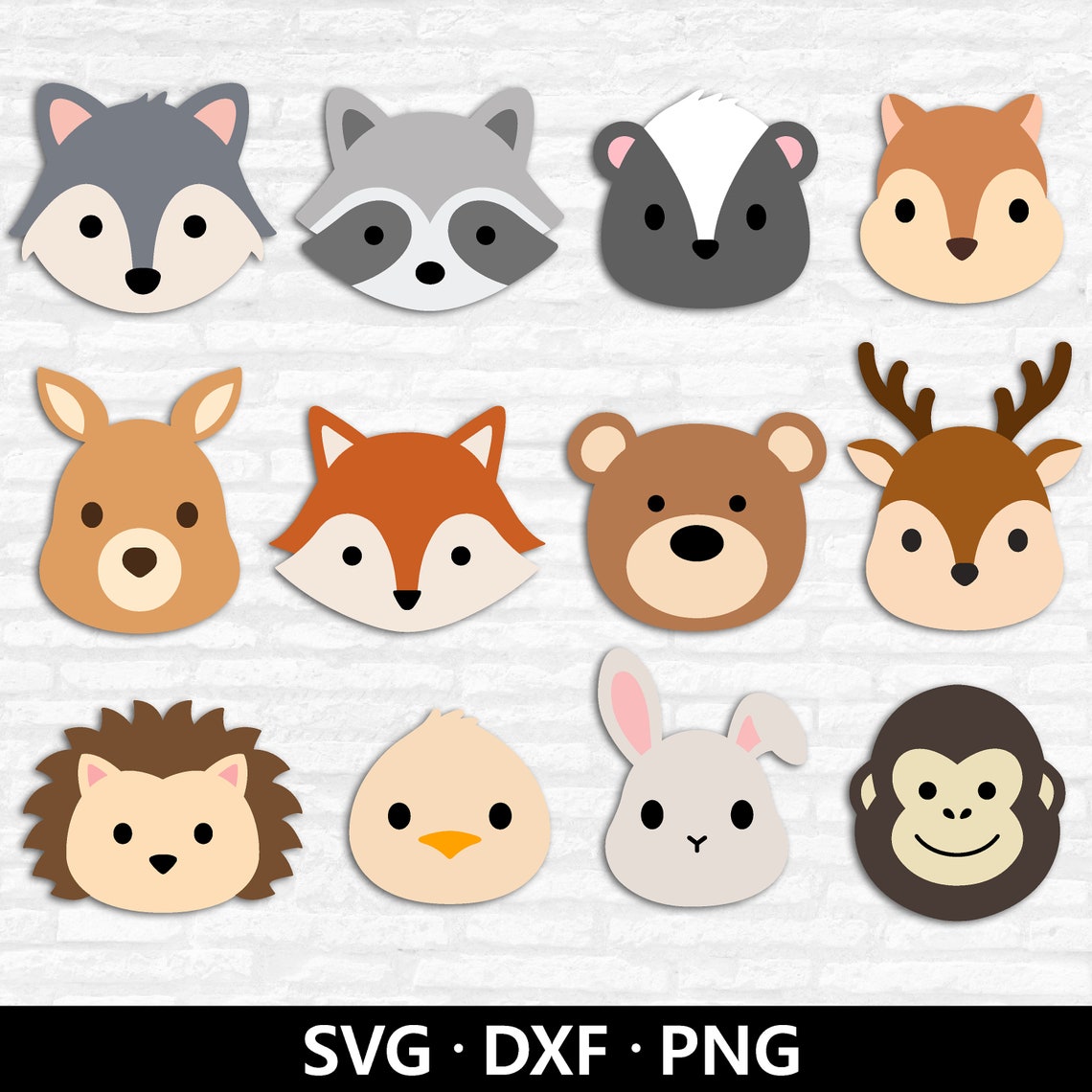 Woodland Animal Faces SVG Bundle, Forest Animals Clipart (digital ...