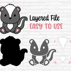 Cute Skunk SVG, Skunk Cutting Files, Woodland Animals Vector, Skunk Outline Clipart, Baby Shower ...