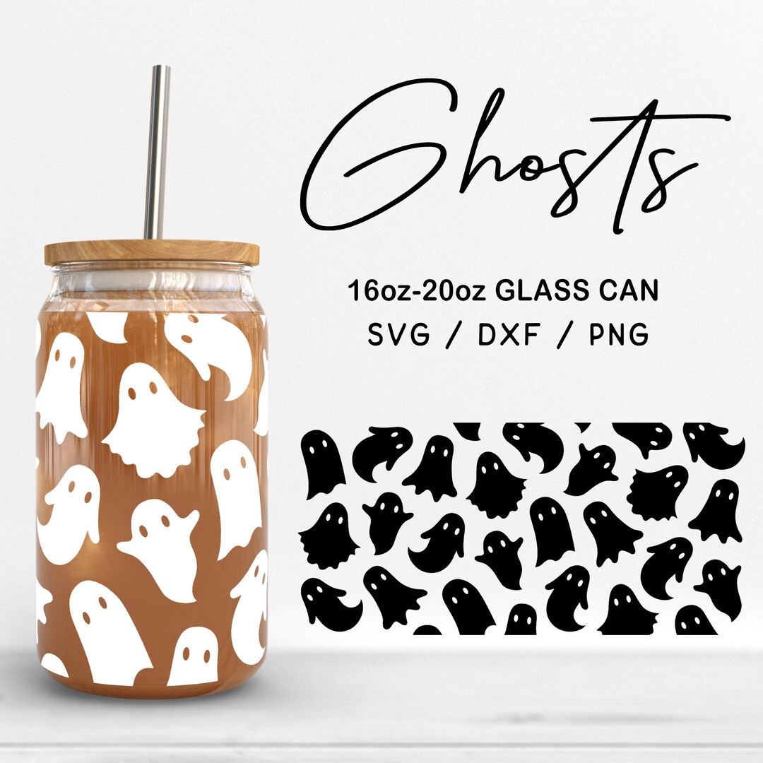 Halloween Ghost Glass Wrap SVG: 16oz 20oz Can Design (digital Download ...