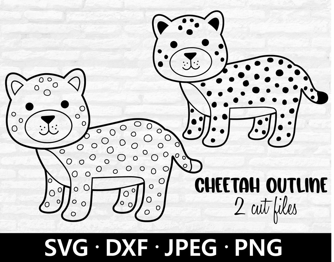 Cheetah Outline SVG Baby Cheetah Cut Files Cheetah Svg - Etsy