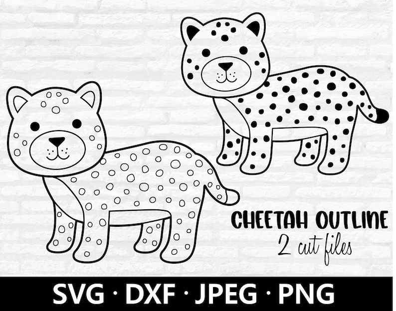 Cheetah Outline SVG Baby Cheetah Cut Files Cheetah Svg - Etsy