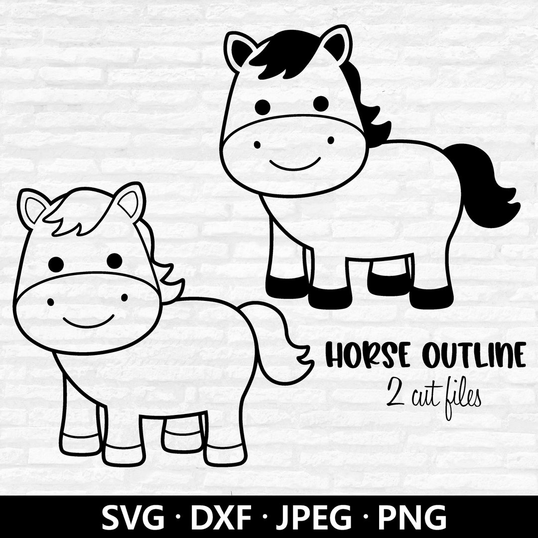 Horse Outline SVG, Cute Horse DXF, Horse Cut Files, Farmhouse Animal ...