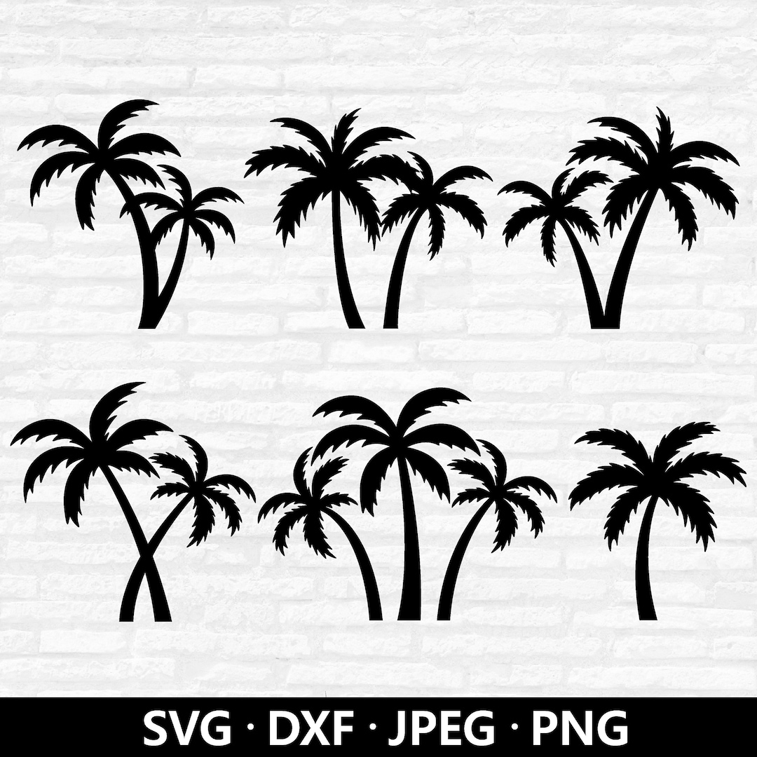Tropical Palm Tree SVG Bundle: Summer Vacation Clipart (digital ...