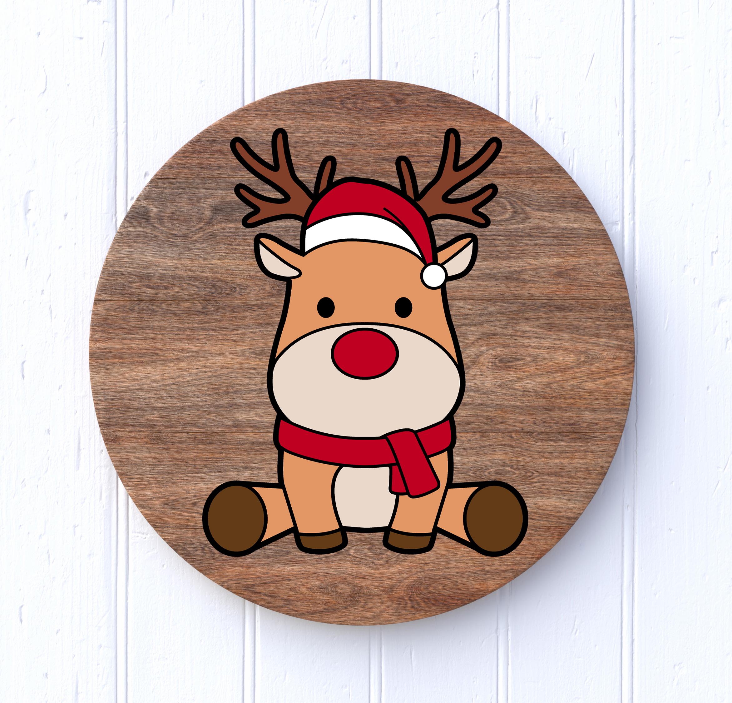 Christmas Reindeer SVG: Winter Woodland Animal Santa Hat Cut Files ...