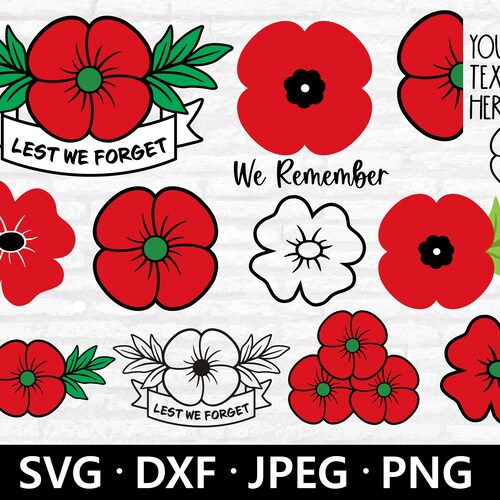 Lest We Forget Svg Bundle Remembrance Day Svg Poppy Svg - Etsy UK