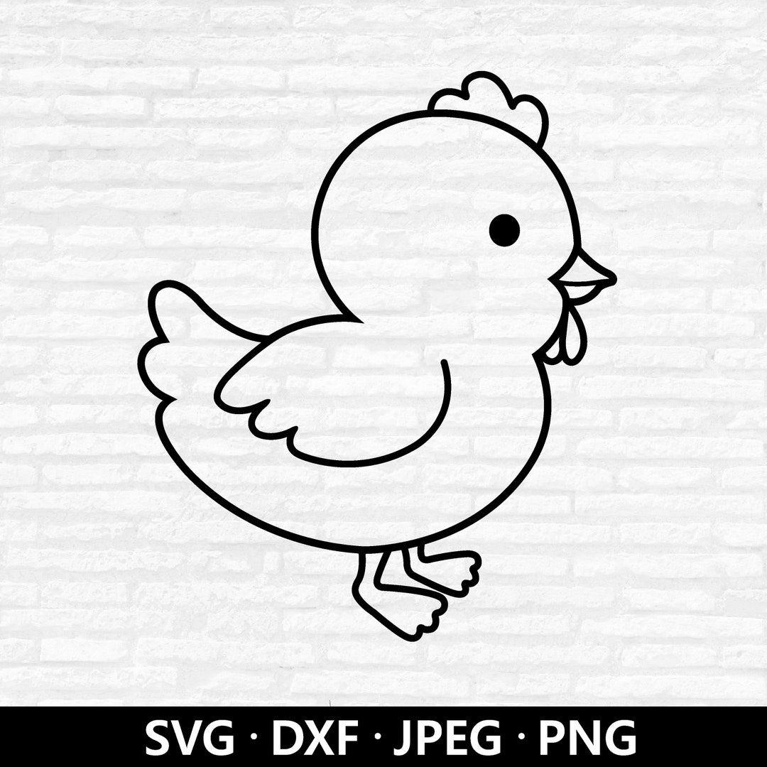 Chicken Outline SVG File, Cute Chick SVG, Baby Chicken SVG, Farmhouse ...