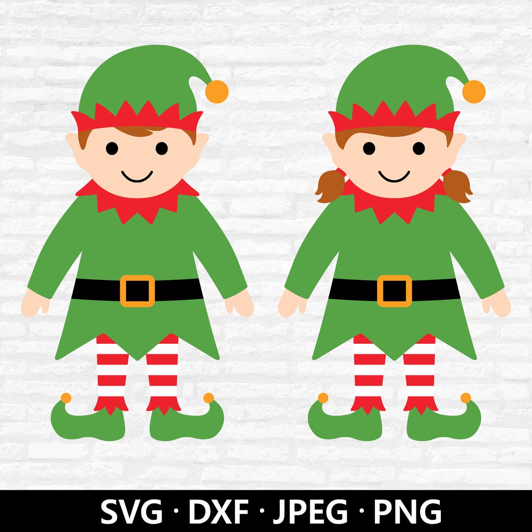 Christmas Elf SVG Cut Files: Boy and Girl Clipart (digital Download) - Etsy