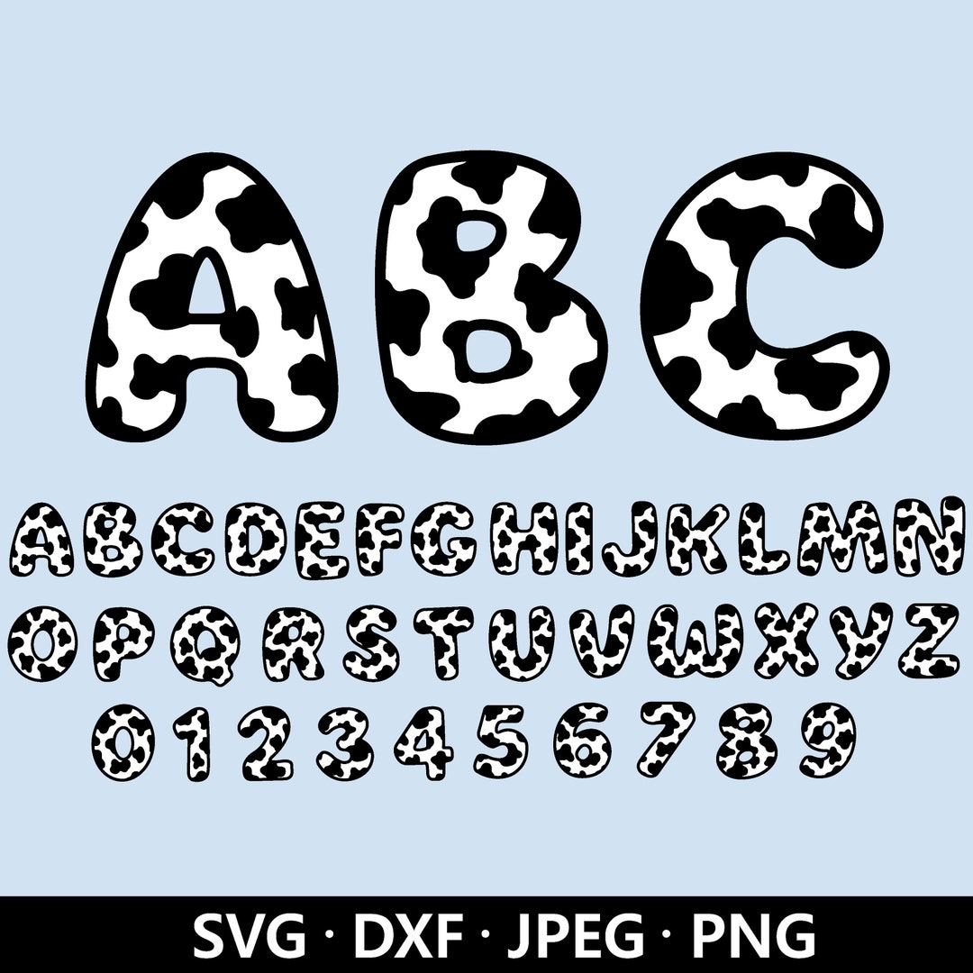 Cow Print Alphabet SVG: Font, Numbers, Letters (digital Download) - Etsy